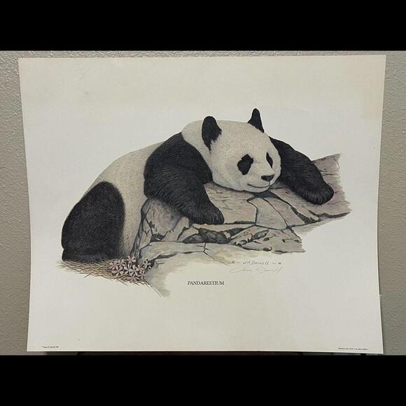 Other | 1986 Vintage Pandarestium Panda Print Pencil Signed James R ...